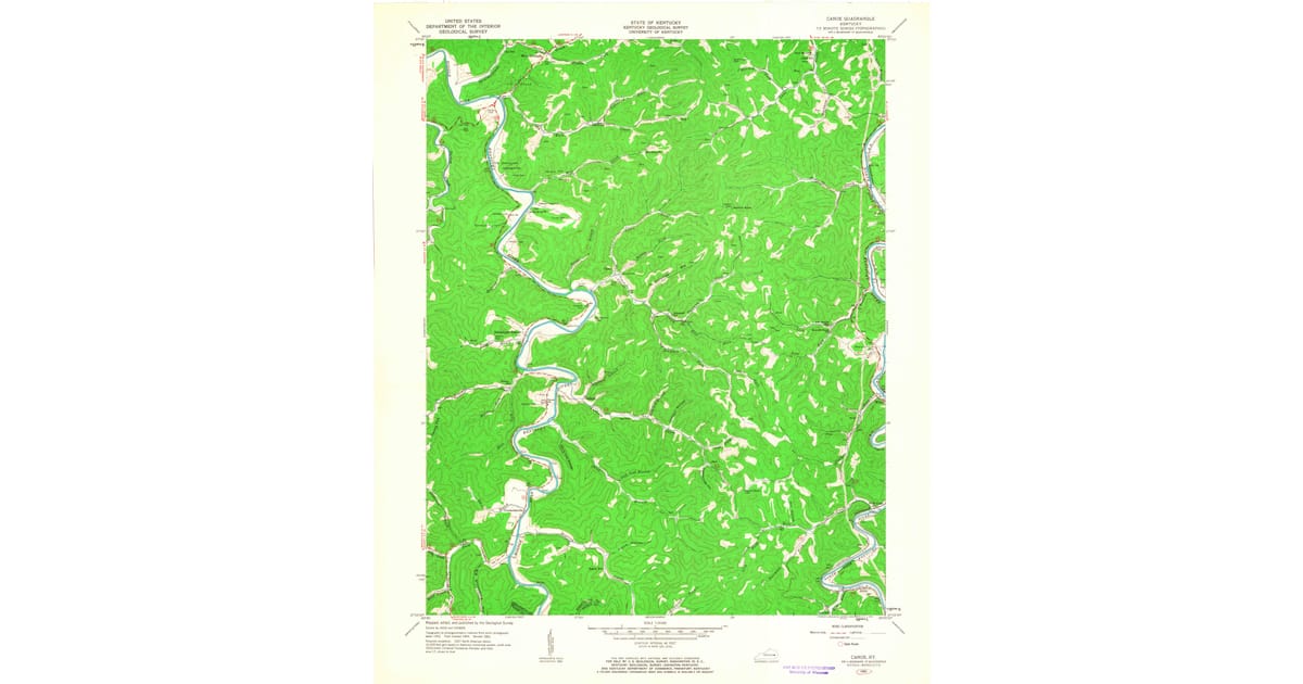 1961 Map of Canoe, Breathitt County, KY — High-Res | Pastmaps