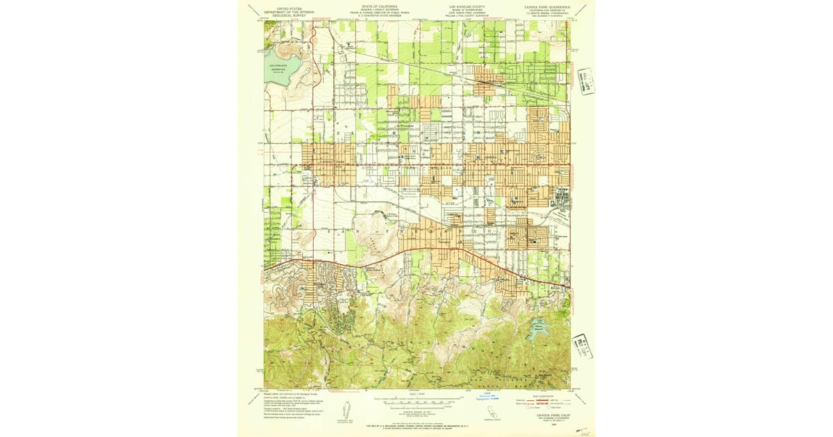 1952 Map of Canoga Park, Los Angeles County, CA — High-Res | Pastmaps