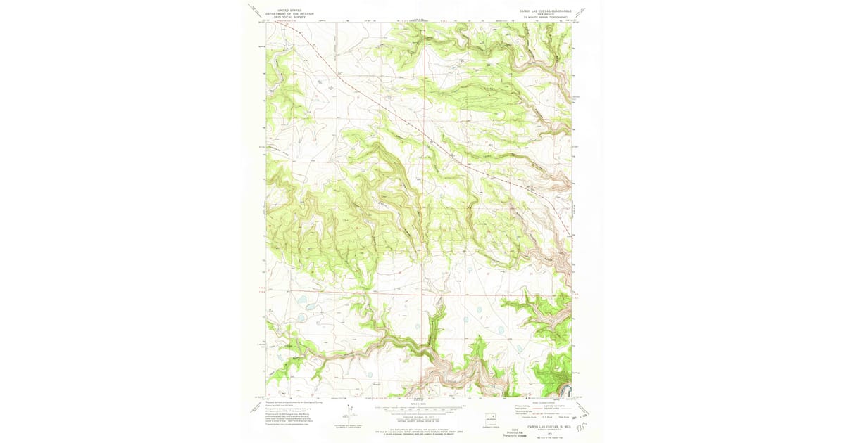 1971 Map of Canon Las Cuevas, Mora County, NM — High-Res | Pastmaps