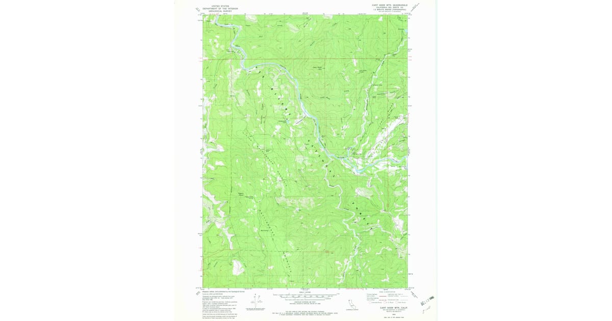 1982 Map of Cant Hook Mtn, Del Norte County, CA — High-Res | Pastmaps
