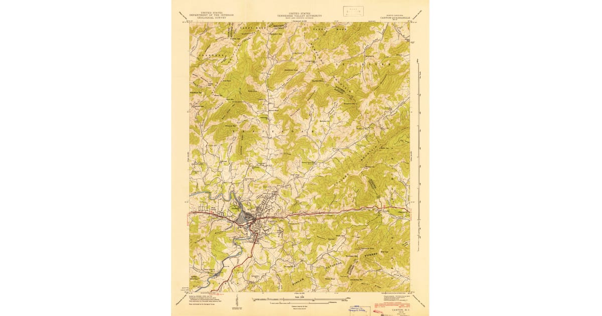 1942 Map of Canton, NC — High-Res | Pastmaps