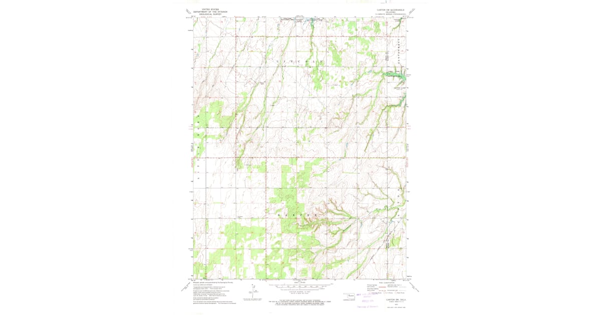 1972 Map of Canton SW, Dewey County, OK — High-Res | Pastmaps