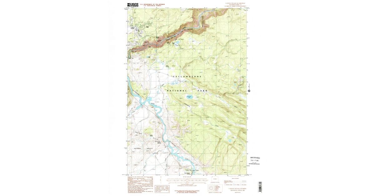 1986 Map of Canyon Village, Park County, WY — High-Res | Pastmaps
