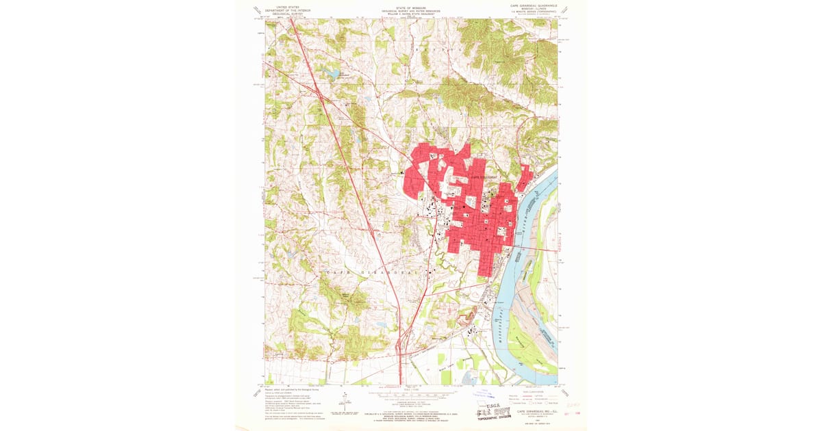 1967 Map of Cape Girardeau, MO — High-Res | Pastmaps