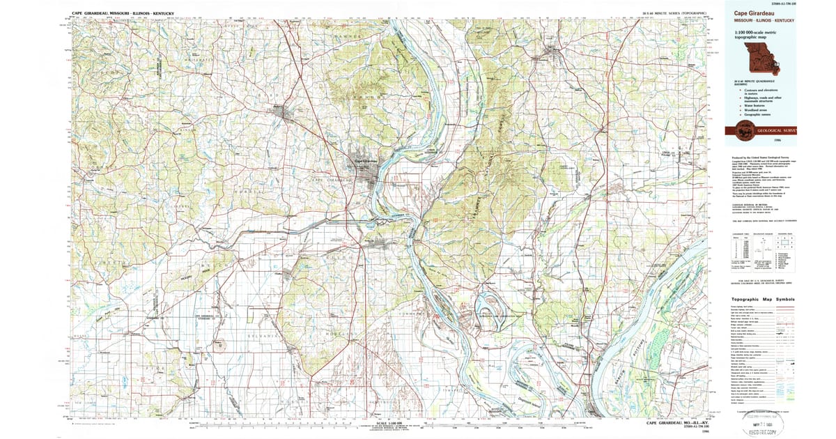 1986 Map of Cape Girardeau, MO — High-Res | Pastmaps