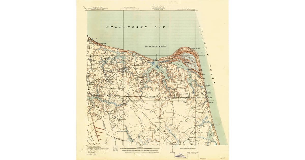 1919 Map of Cape Henry, Virginia — High-Res, 1947 Print | Pastmaps