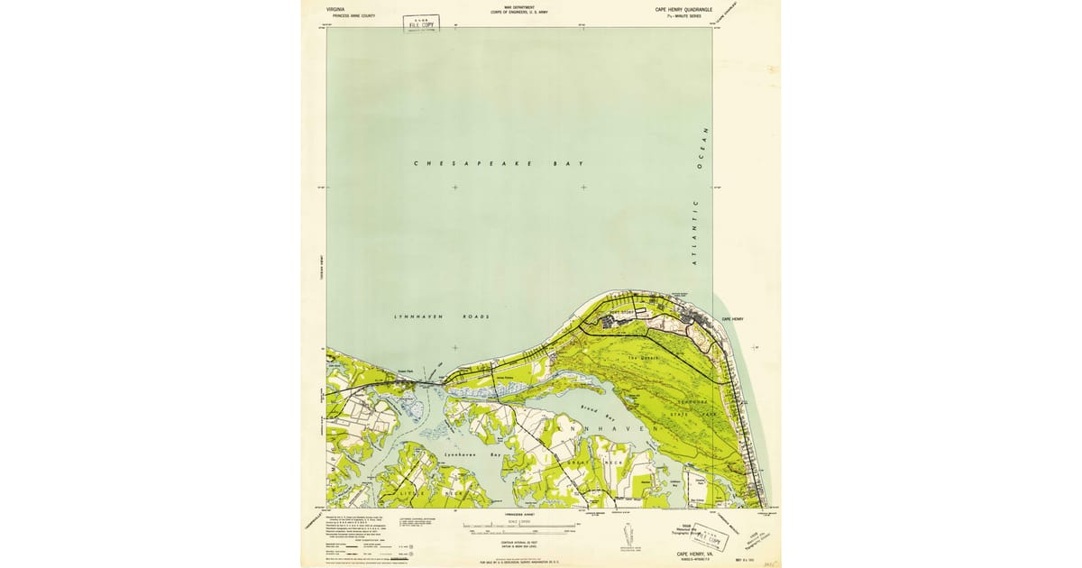 1952 Map of Cape Henry, Virginia — High-Res | Pastmaps