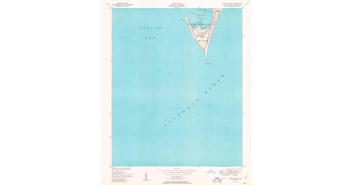 1951 Map of Cape Lookout, Carteret County, NC — High-Res | Pastmaps