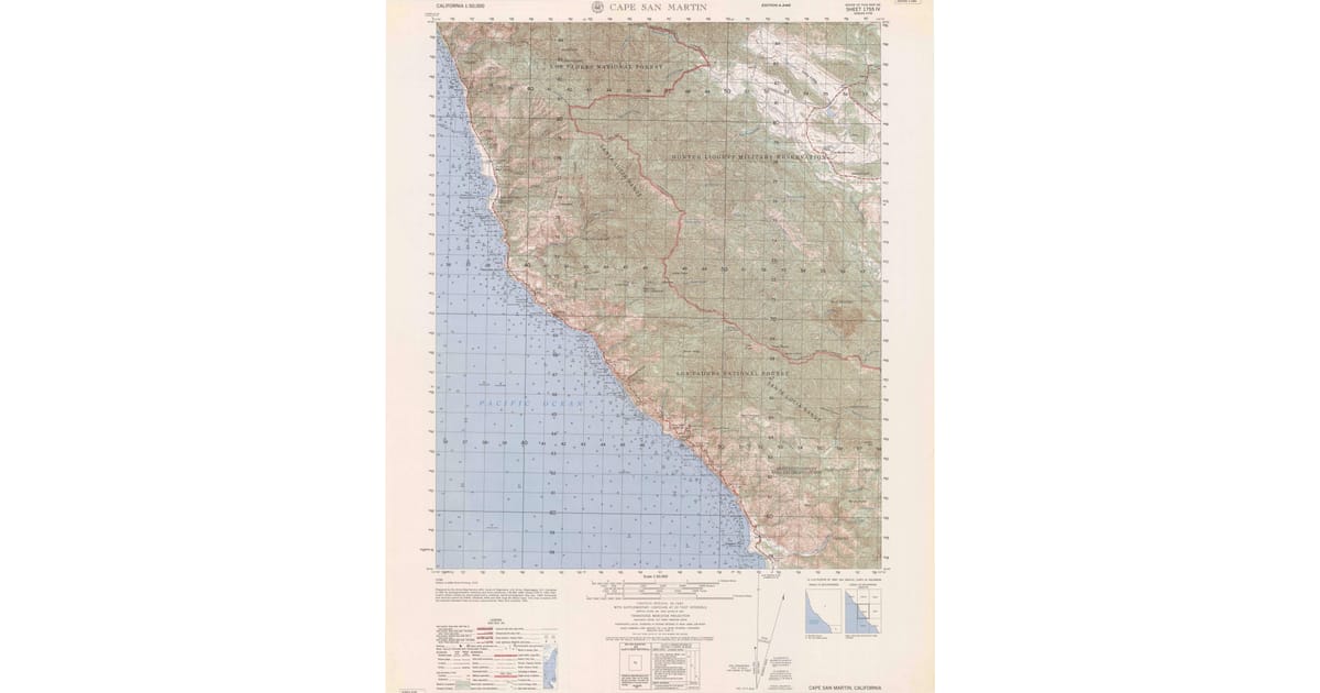 1962 Map of Cape San Martin, Monterey County, CA — High-Res | Pastmaps