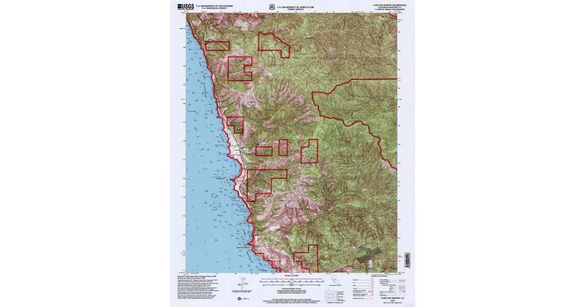 1995 Map of Cape San Martin, Monterey County, CA — High-Res | Pastmaps