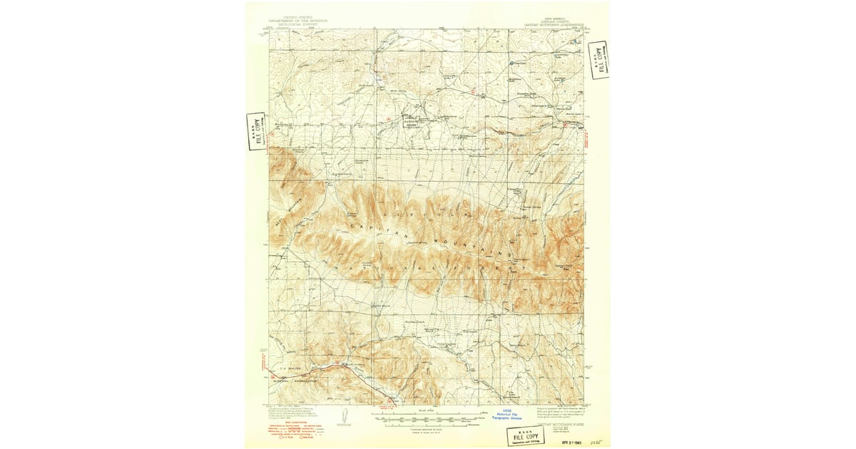 1940 Map of Capitan Mountains, Lincoln County, NM — High-Res, 1949 ...