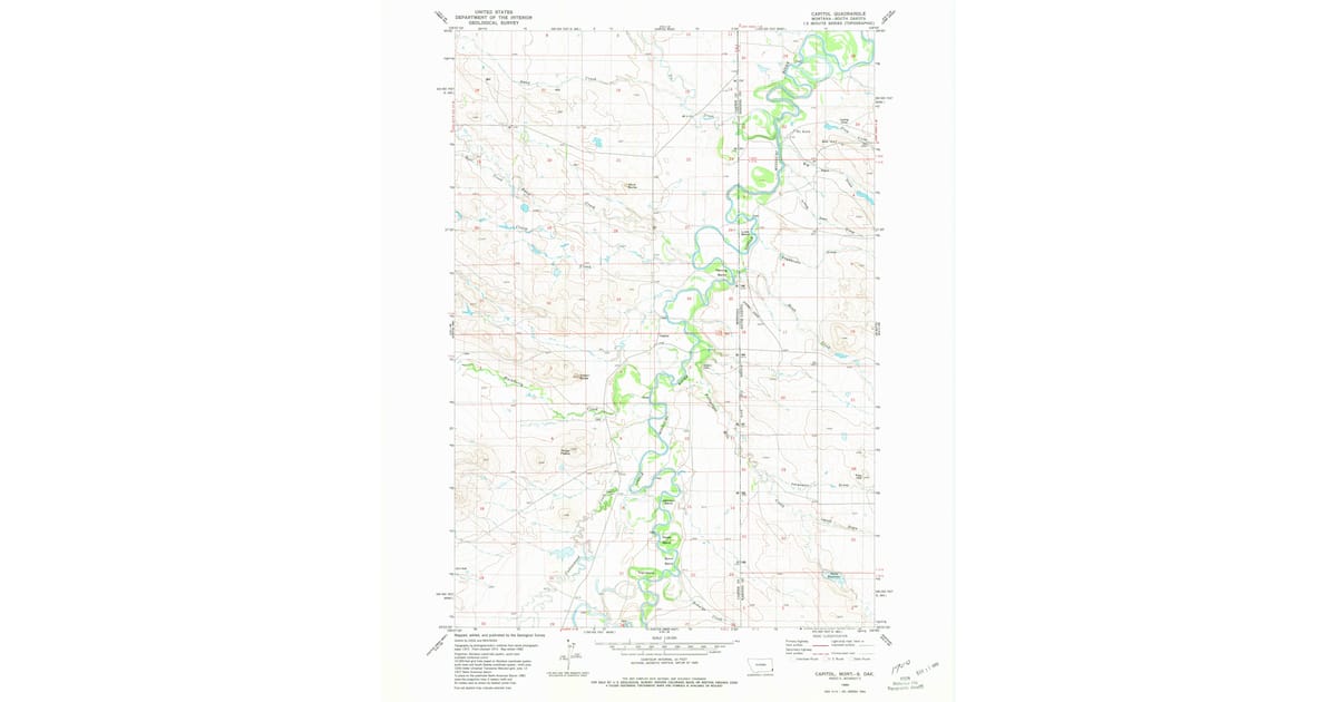 1980 Map of Capitol, Carter County, MT — High-Res | Pastmaps