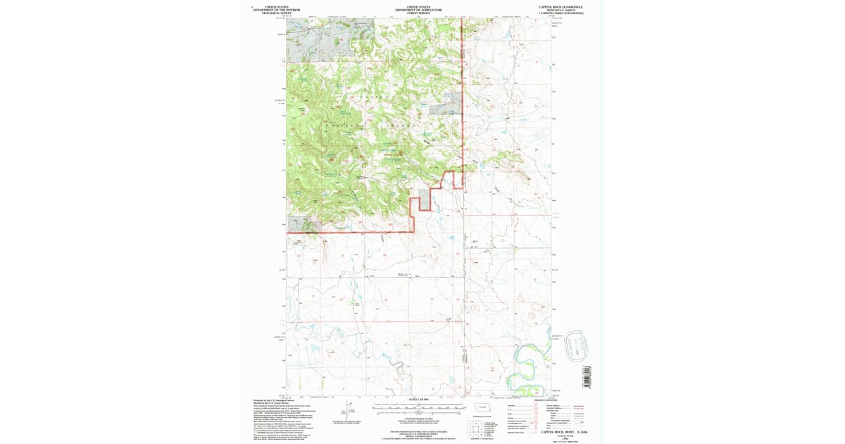 1993 Map of Capitol Rock, Carter County, MT — High-Res | Pastmaps