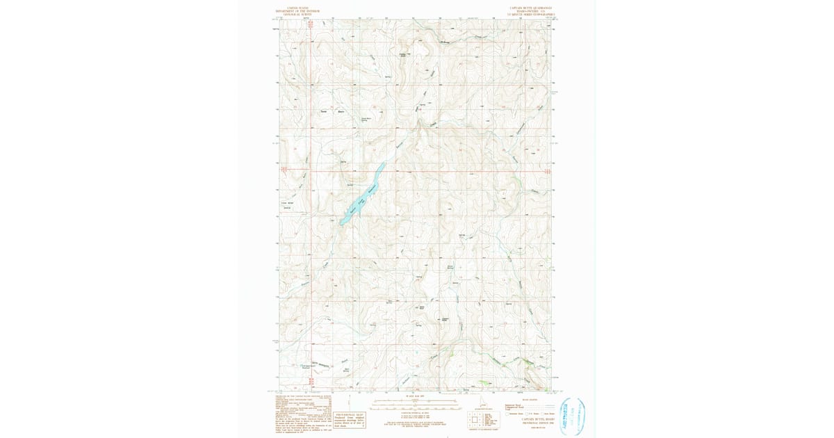 1990 Map of Captain Butte, Owyhee County, ID — High-Res | Pastmaps