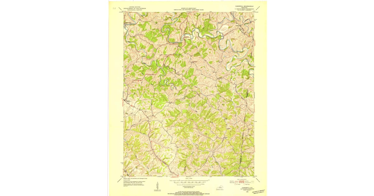 1953 Map of Cardwell, Washington County, KY — High-Res | Pastmaps