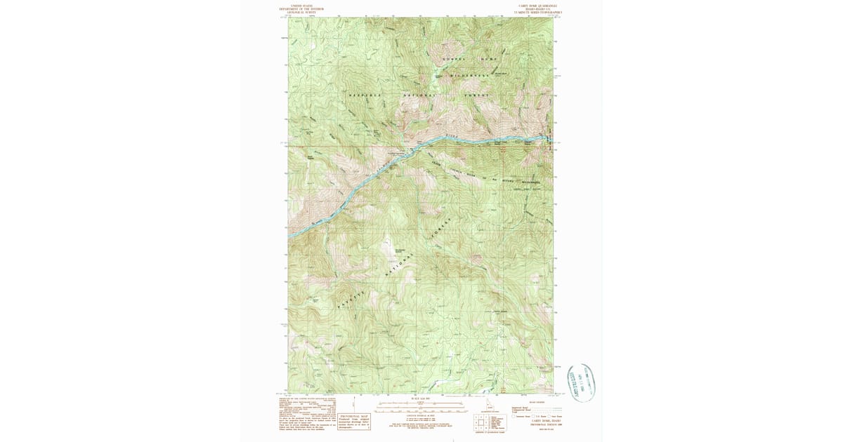 1989 Map of Carey Dome, Idaho County, ID — High-Res | Pastmaps