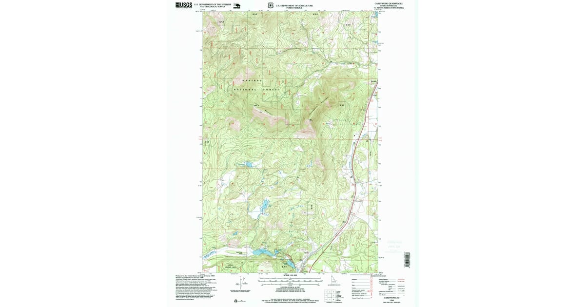 1996 Map of Careywood, Bonner County, ID — High-Res | Pastmaps
