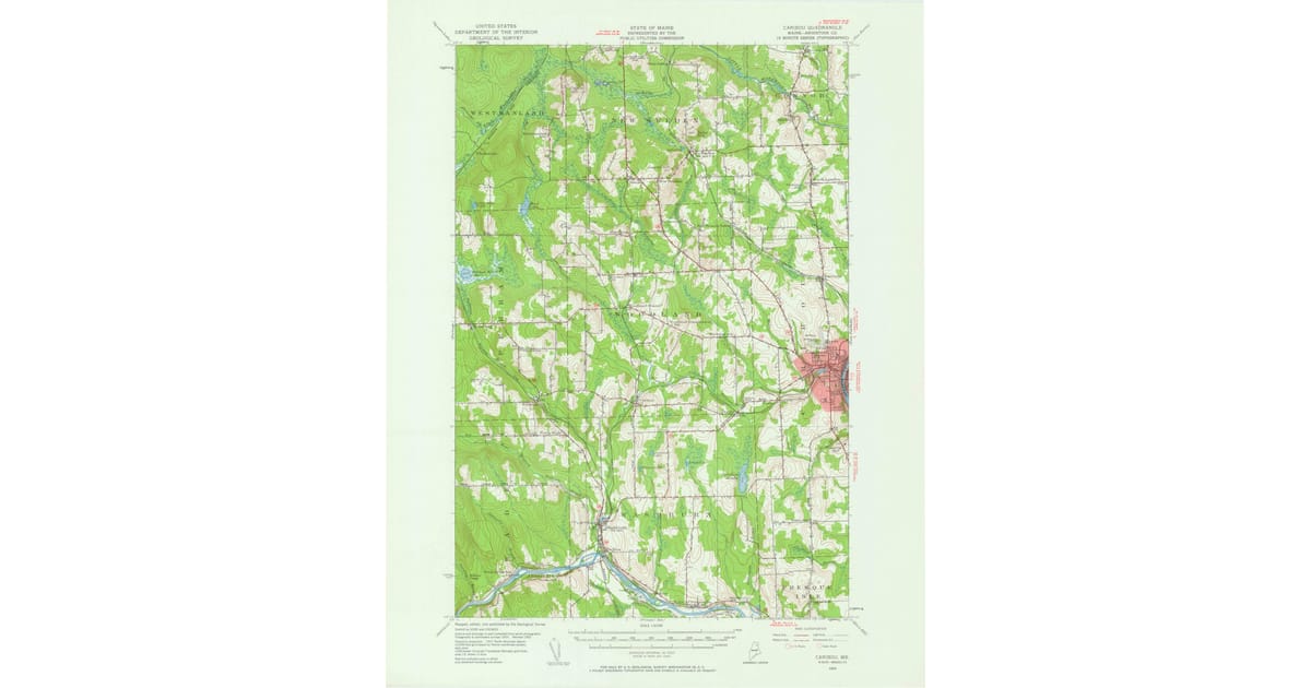 1953 Map of Caribou, ME — High-Res, 1961 Print #2 | Pastmaps