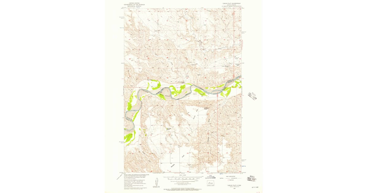 1956 Map of Carlin Flat, Haakon County, SD — High-Res | Pastmaps