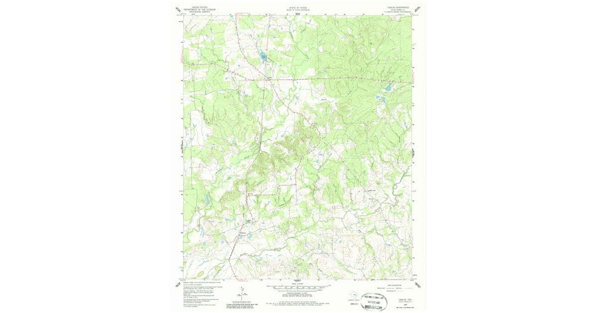 1960 Map of Carlos, Grimes County, TX — High-Res, 1987 Print | Pastmaps