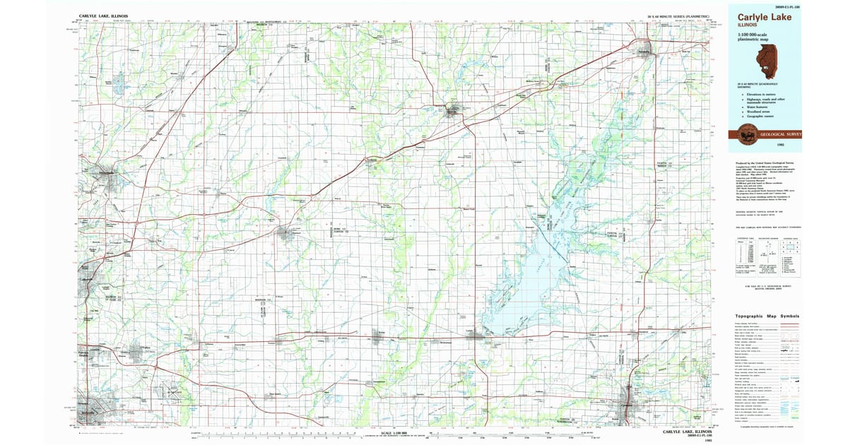 1985 Map of Carlyle Lake, Madison County, IL — High-Res | Pastmaps