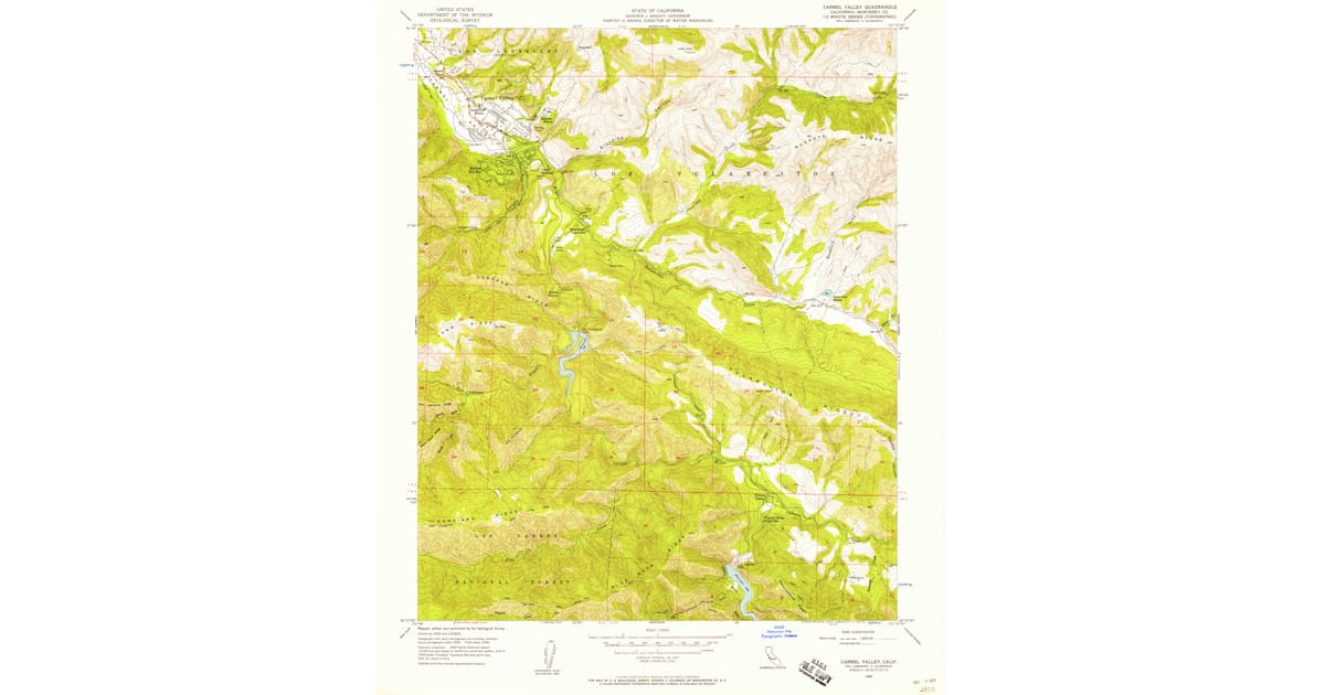 1956 Map of Carmel Valley, Monterey County, CA — High-Res | Pastmaps