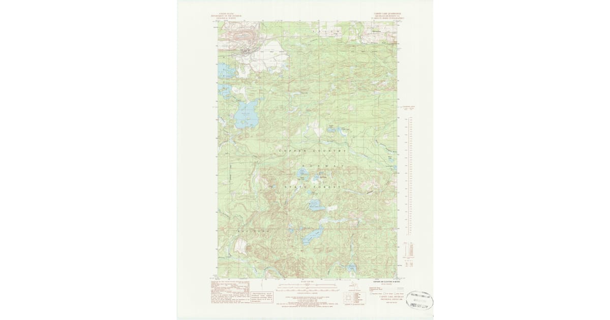 1986 Map of Carney Lake, Dickinson County, MI — High-Res | Pastmaps