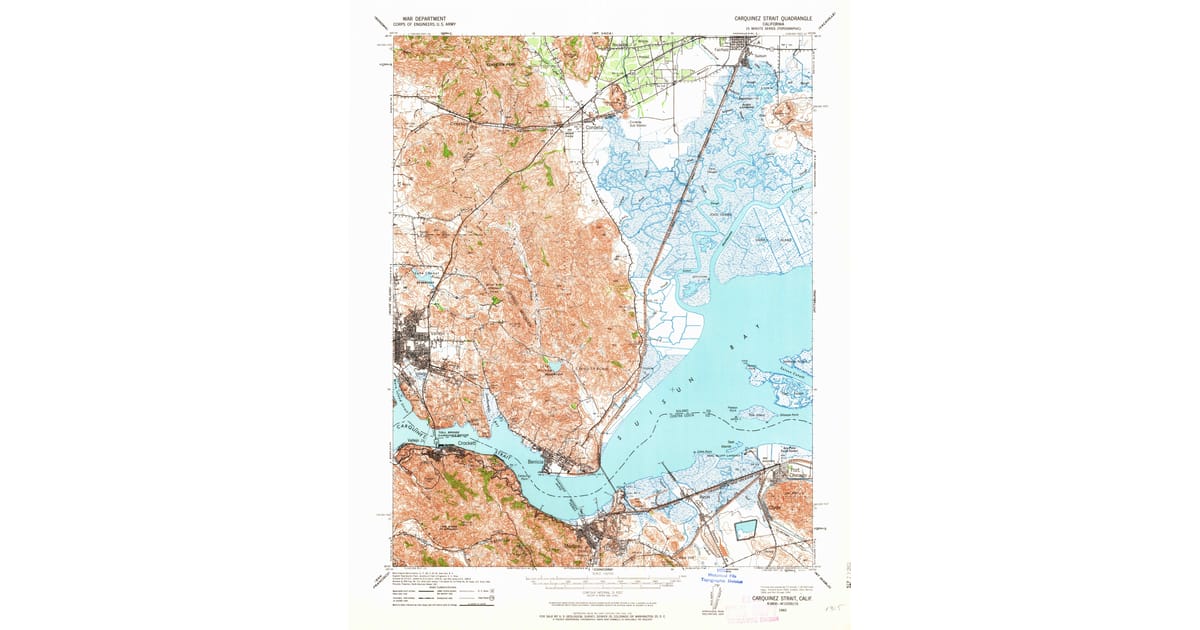 1940 Map of Carquinez Strait, Solano County, CA — High-Res | Pastmaps