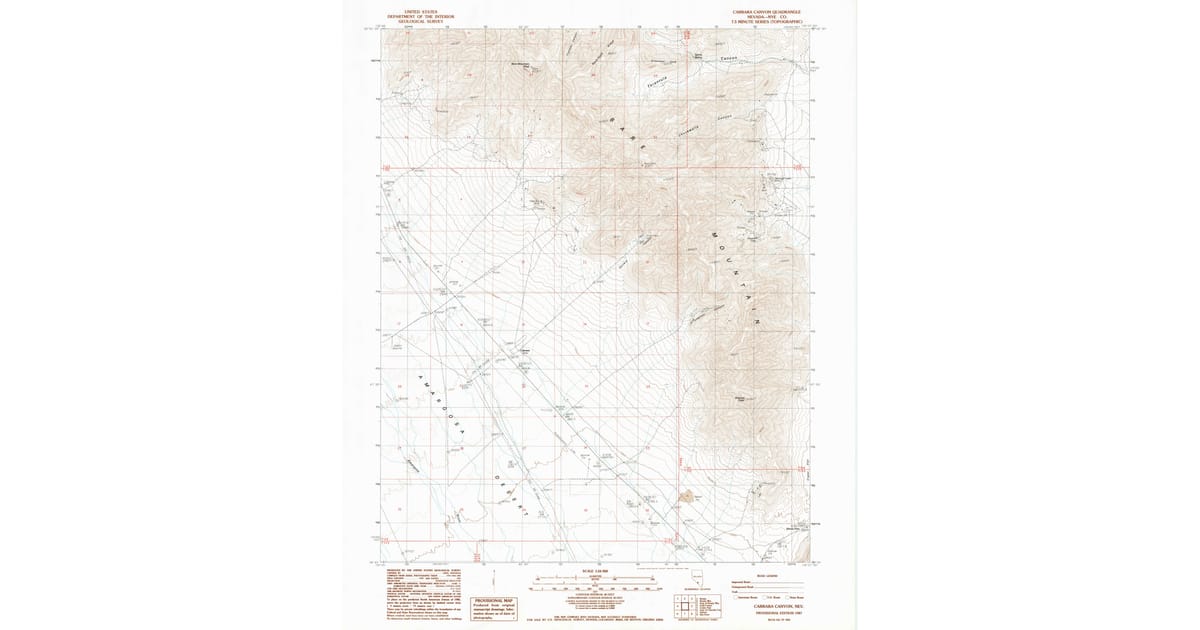 1987 Map of Carrara Canyon, Nye County, NV — High-Res | Pastmaps