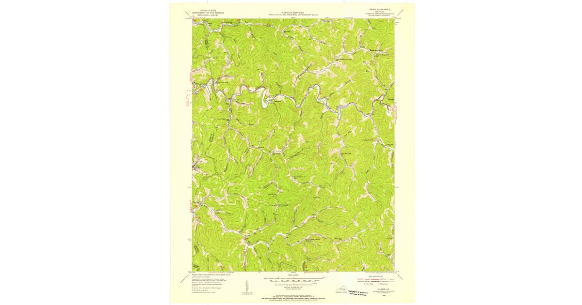 1954 Map of Carrie, Knott County, KY — High-Res | Pastmaps