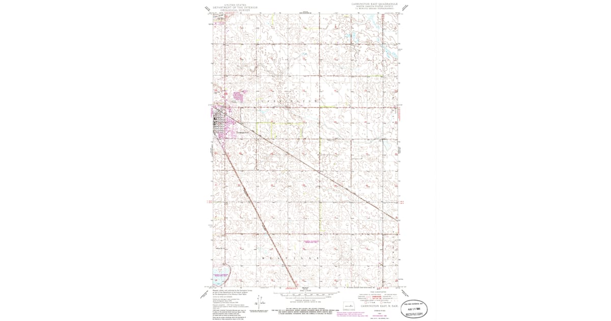 1950 Map of Carrington East, Foster County, ND — High-Res, 1986 Print ...