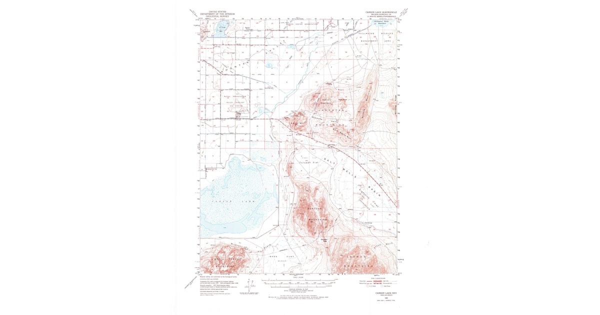 1951 Map of Carson Lake, Churchill County, NV — High-Res, 1974 Print ...