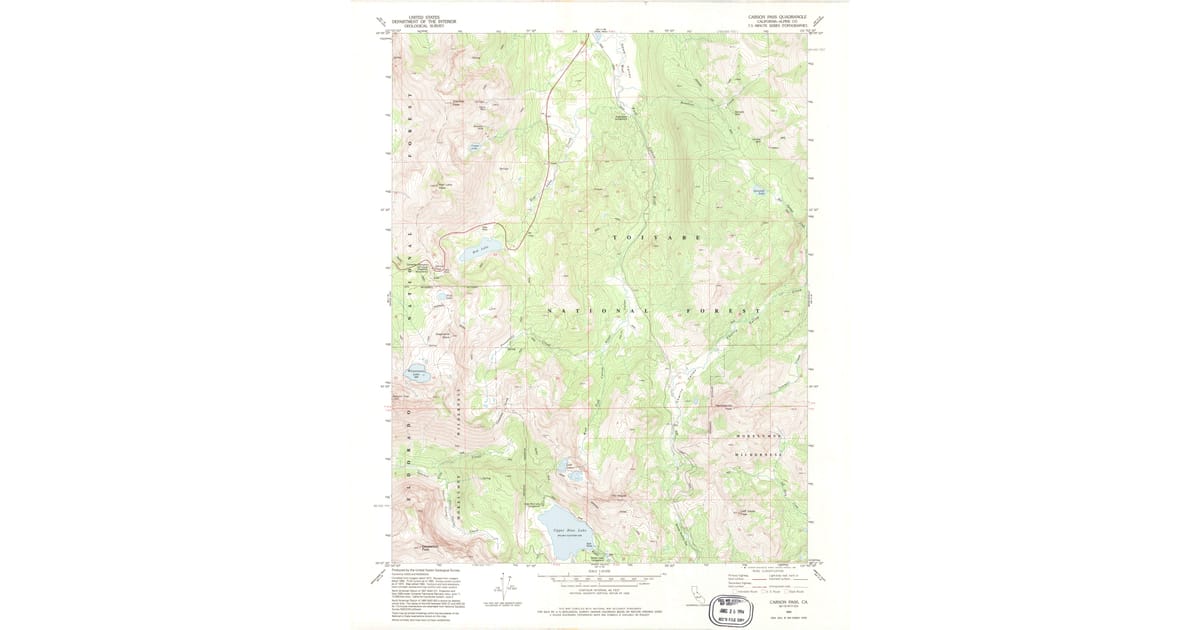 1992 Map of Carson Pass, Alpine County, CA — High-Res | Pastmaps