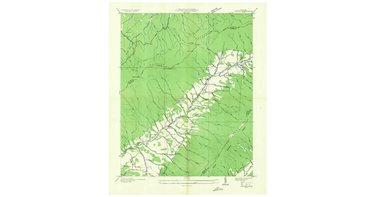 1935 Map of Carter, Carter County, TN — High-Res | Pastmaps