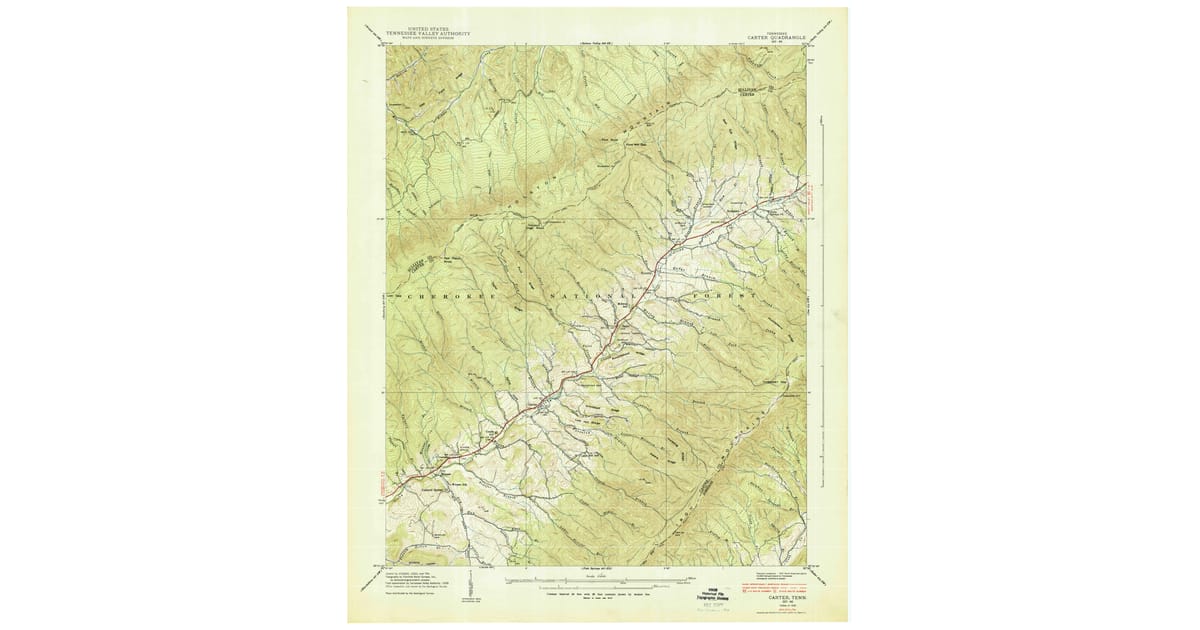 1938 Map of Carter, Carter County, TN — High-Res | Pastmaps