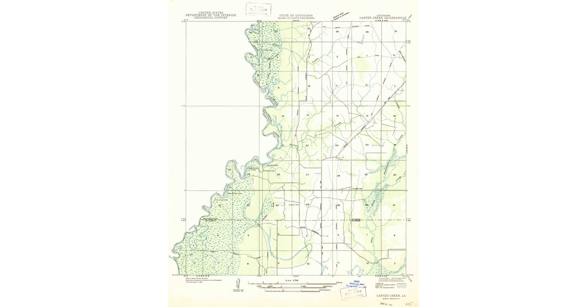 1947 Map of Carter Creek, Beauregard Parish, LA — High-Res | Pastmaps