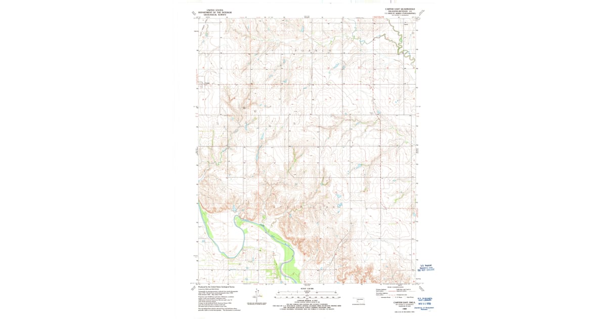 1989 Map of Carter East, Beckham County, OK — High-Res | Pastmaps