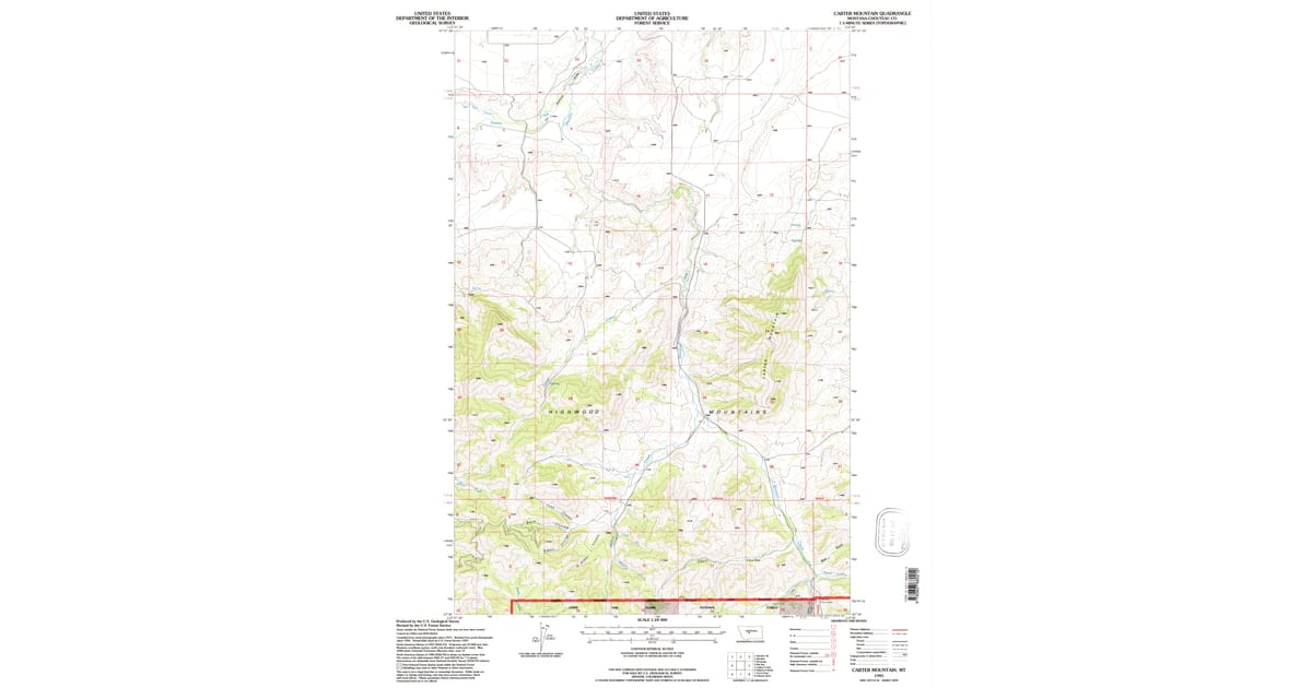 1995 Map of Carter Mountain, Chouteau County, MT — High-Res | Pastmaps