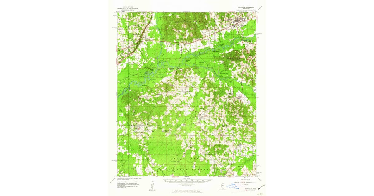 1961 Map of Carthage, MS — High-Res | Pastmaps
