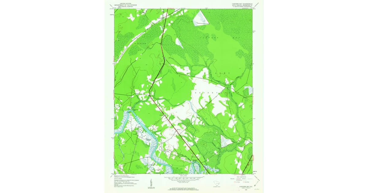 1943 Map of Carvers Bay, Georgetown County, SC — High-Res | Pastmaps