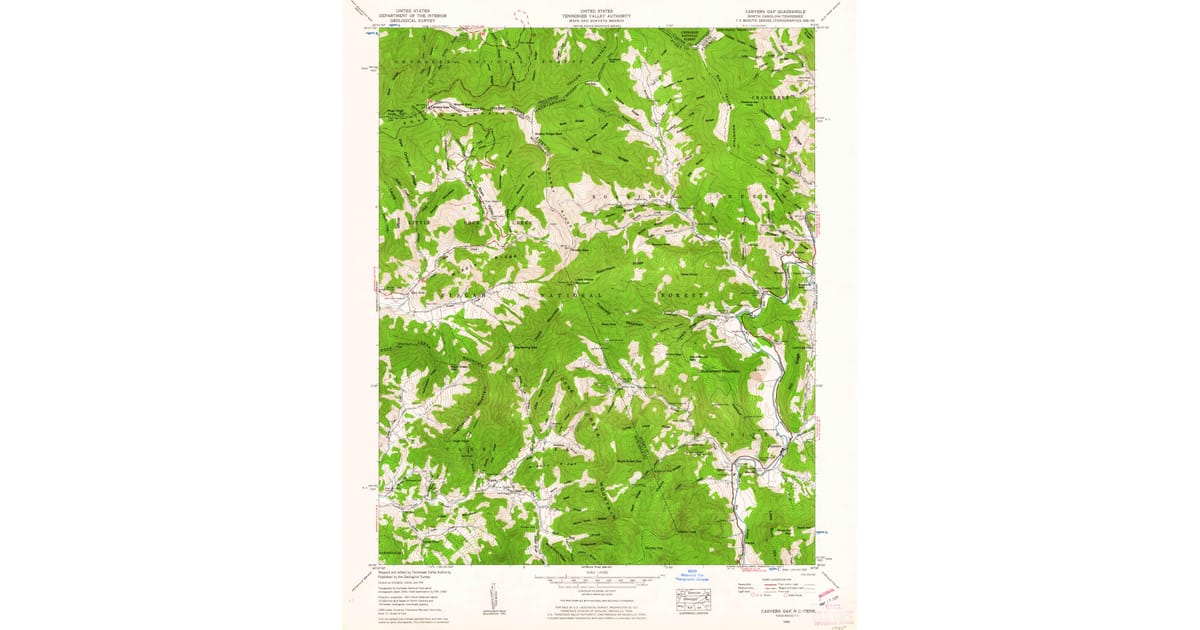 1960 Map of Carvers Gap, Avery County, NC — High-Res | Pastmaps