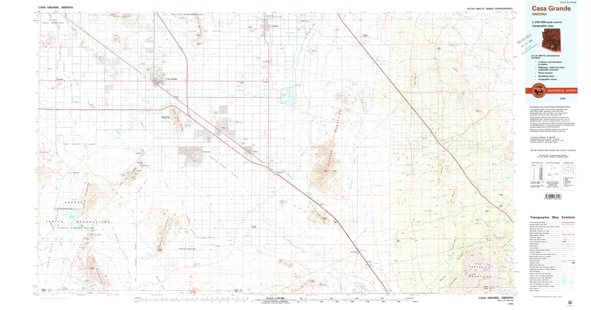 1994 Map of Casa Grande, AZ — High-Res | Pastmaps