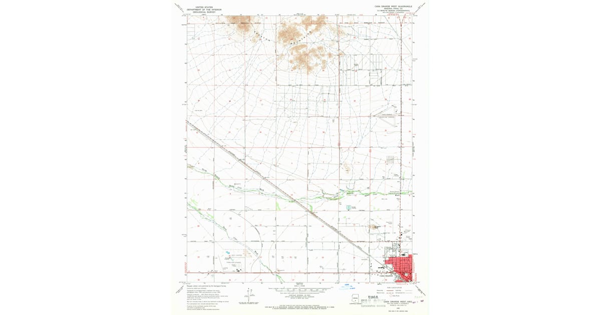 1965 Map of Casa Grande West, Pinal County, AZ — High-Res | Pastmaps