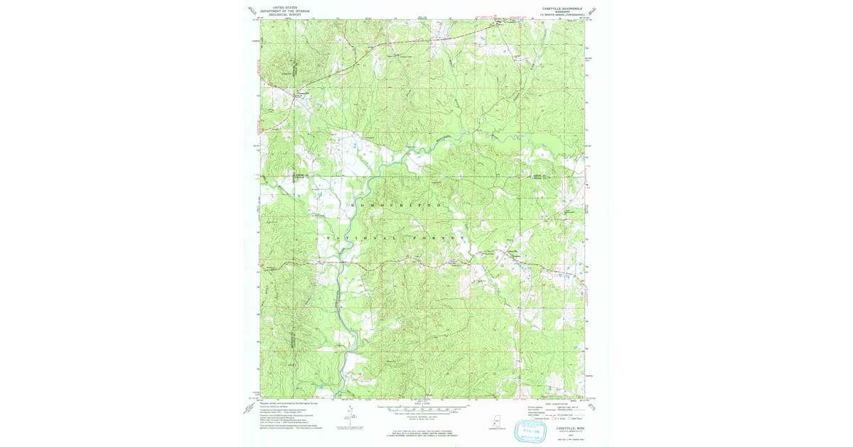 1972 Map of Caseyville, Lincoln County, MS — High-Res | Pastmaps