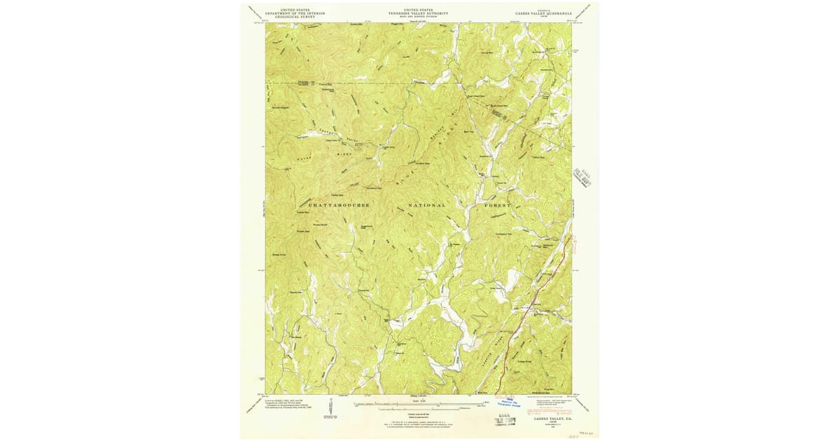 1946 Map of Cashes Valley, Gilmer County, GA — High-Res | Pastmaps