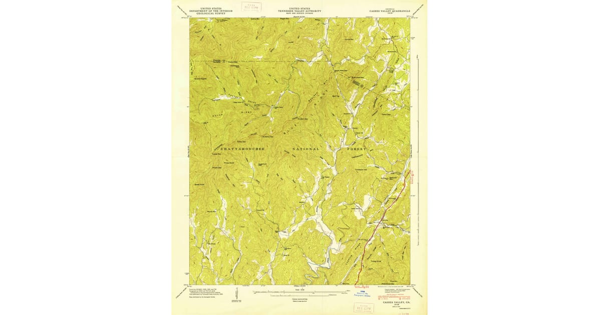 1947 Map of Cashes Valley, Gilmer County, GA — High-Res | Pastmaps
