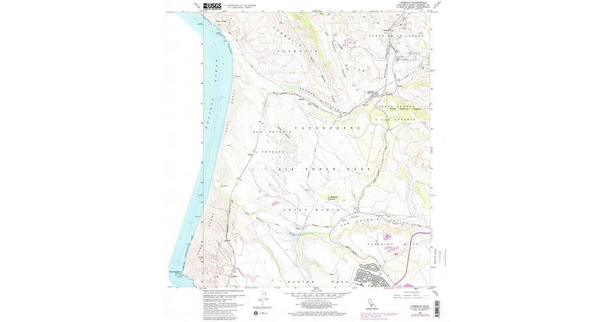 1959 Map of Casmalia, CA — High-Res, 1983 Print | Pastmaps