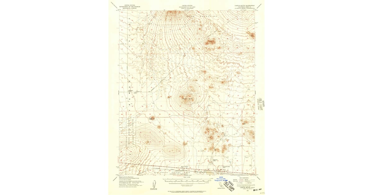 1956 Map of Castle Butte, Kern County, CA — High-Res | Pastmaps