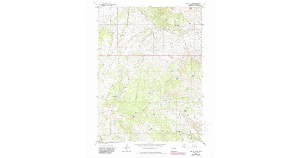 1972 Map of Castle Peak, Eagle County, CO — High-Res, 1988 Print | Pastmaps