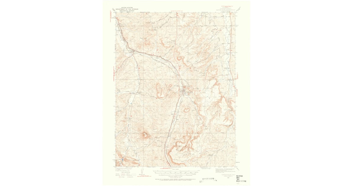 1940 Map of Castle Rock, CO — High-Res, 1958 Print #2 | Pastmaps
